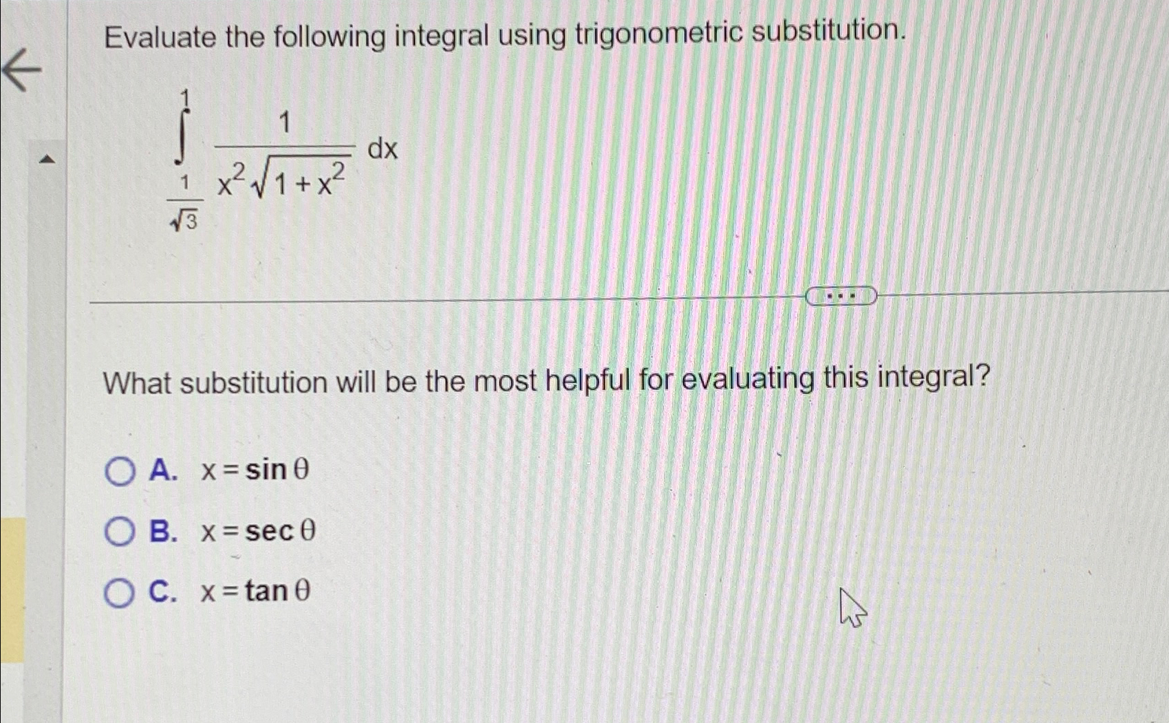Solved Evaluate the following integral using trigonometric | Chegg.com