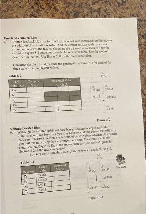 Solved Part 1: Three Bias Circuits Fixed Base Bias 1. | Chegg.com