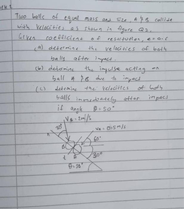 Solved Two balls of equal mass and size, A & B collide B | Chegg.com