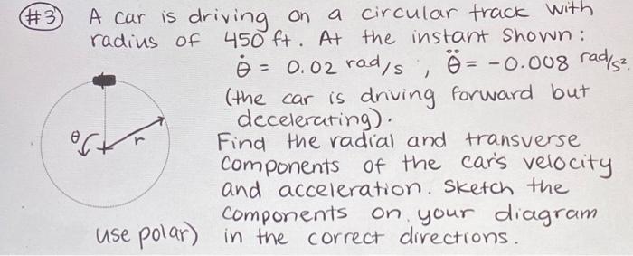 Solved (\#3) A car is driving on a circular track with | Chegg.com