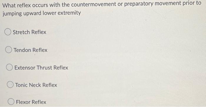 Solved What reflex occurs with the countermovement or | Chegg.com