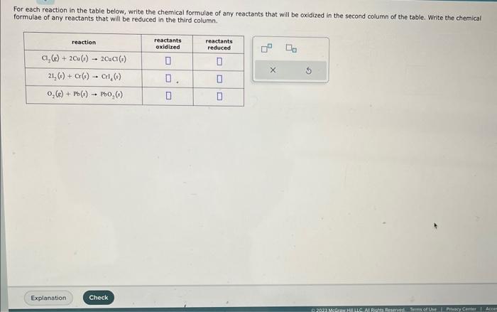 Solved For each reaction in the table below, write the | Chegg.com