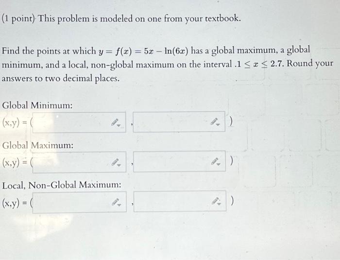 Solved Find the global maximum and global minimum values of | Chegg.com