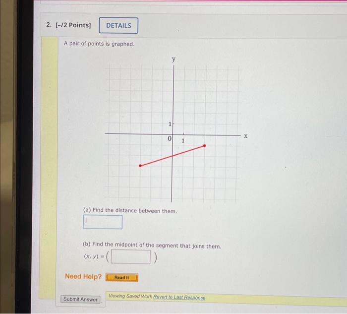 Solved A pair of points is graphed. (a) Find the distance | Chegg.com