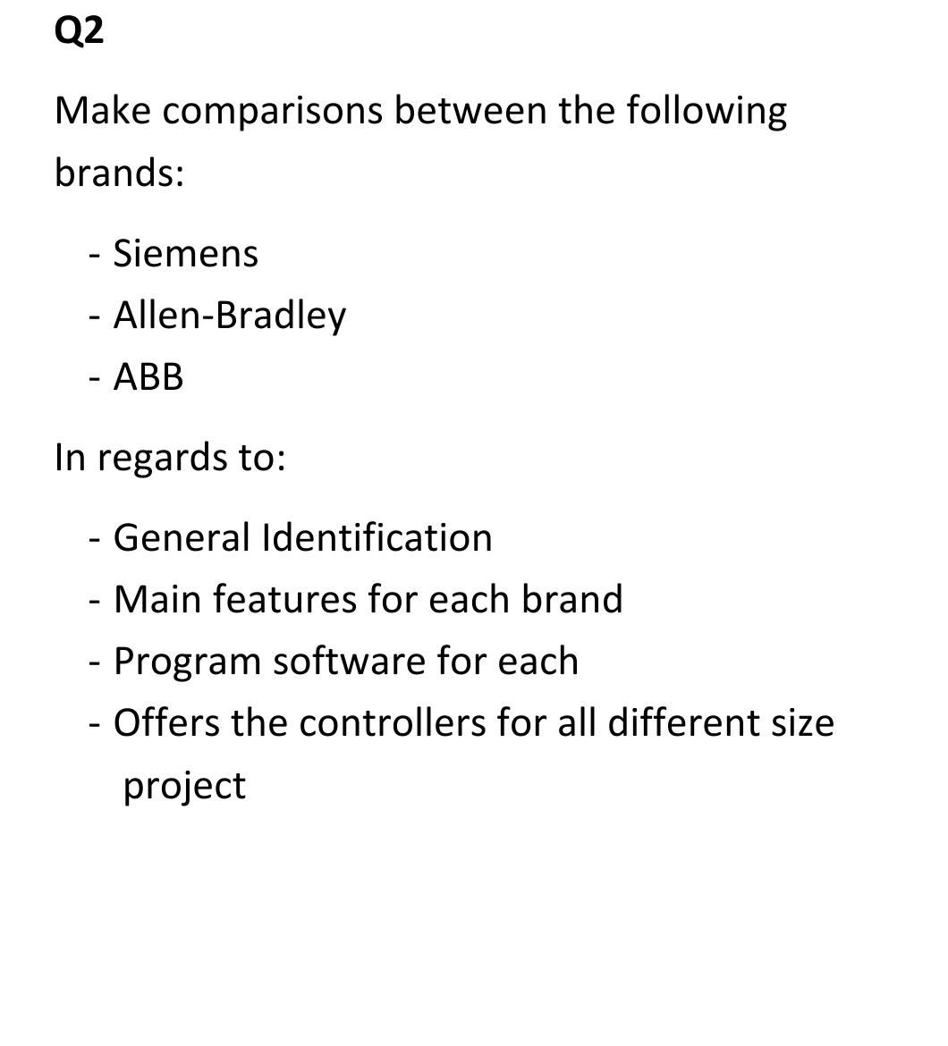 Solved Q2Make comparisons between the following | Chegg.com