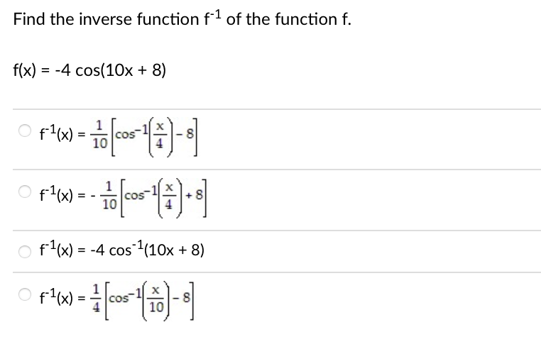 Solved Find the inverse function f-1 ﻿of the function | Chegg.com