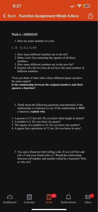 Solved Back Function Assignment Week 4.docx Week 4 - | Chegg.com