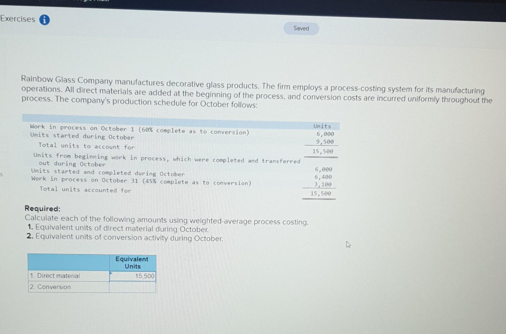 Solved Rainbow Glass Company manufactures decorative glass | Chegg.com