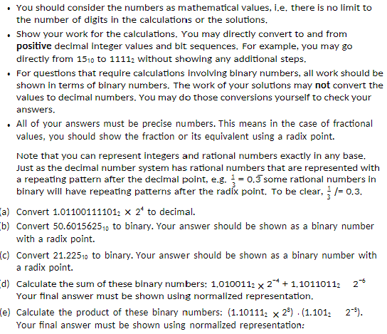 Solved You should consider the numbers as mathematical | Chegg.com