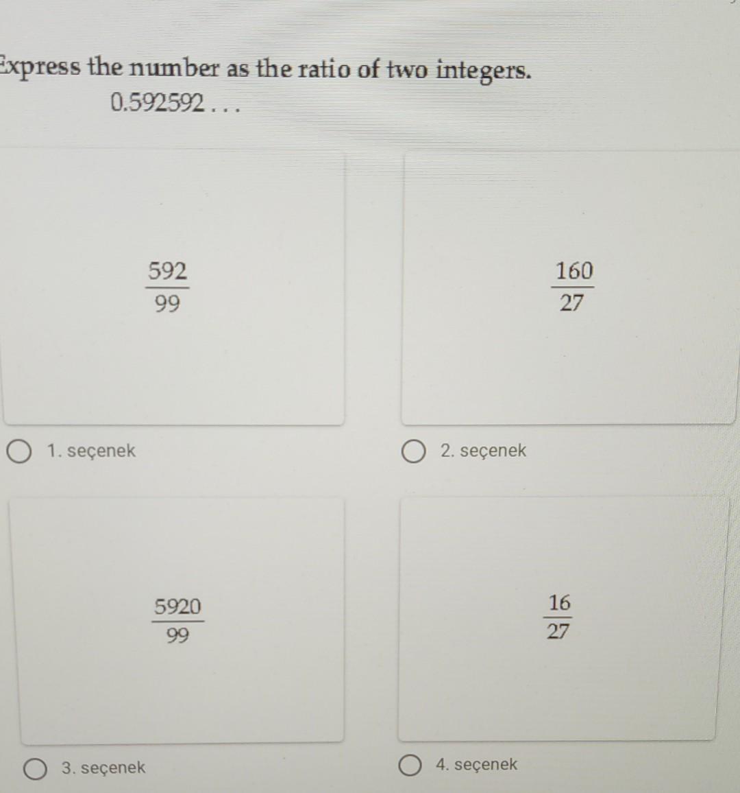 Solved express the number as the ratio of two integers. | Chegg.com