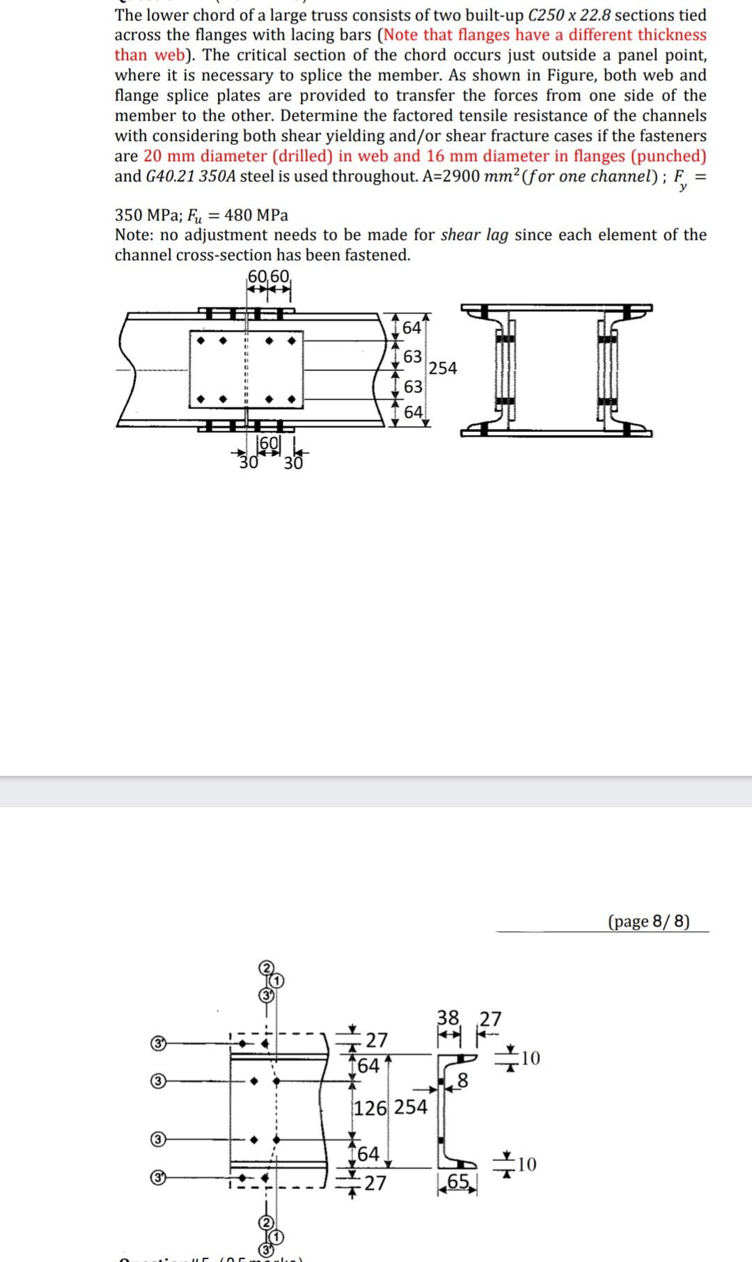 Solved The lower chord of a large truss consists of two | Chegg.com