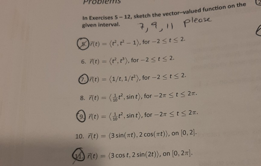 Solved In Exercises 5 - 12, sketch the vector-valued | Chegg.com