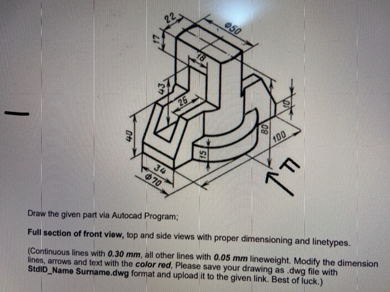 Solved Draw the given part via Autocad Program;Full section | Chegg.com Solved Draw the given part via Autocad Program;Full section | Chegg.com