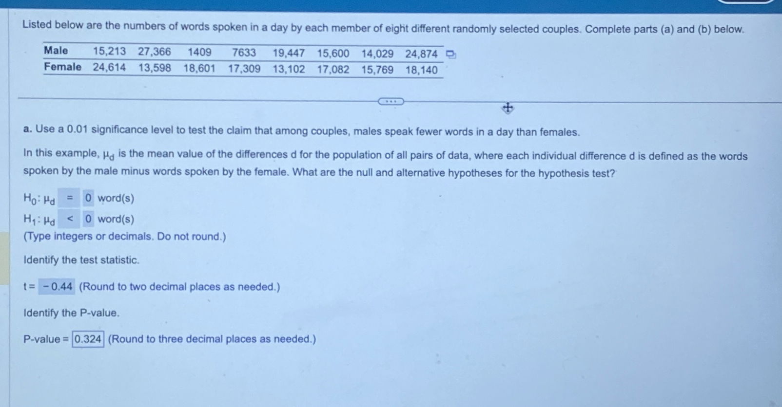 Solved How to solve Listed below are the numbers of words | Chegg.com