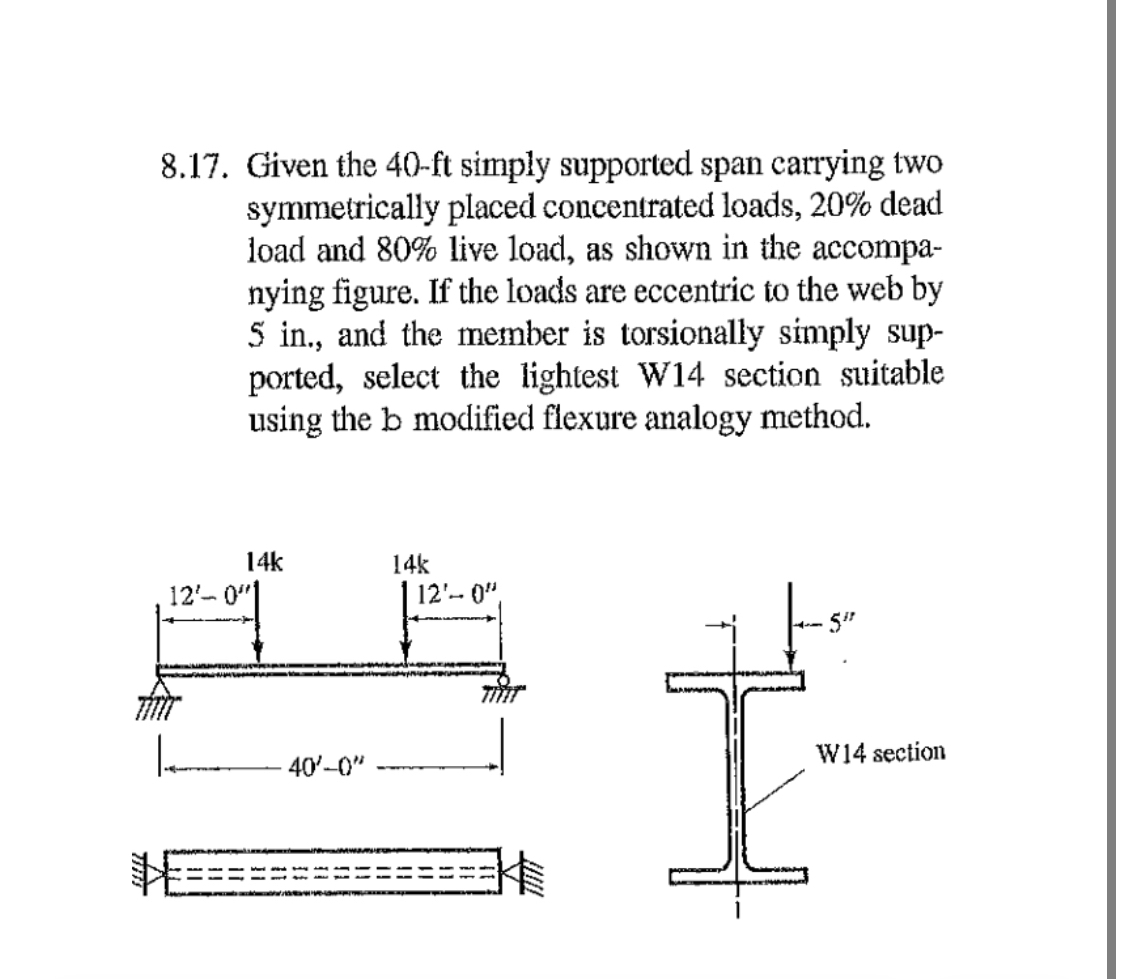 Solved 8.17. ﻿Given the 40-ft ﻿simply supported span | Chegg.com
