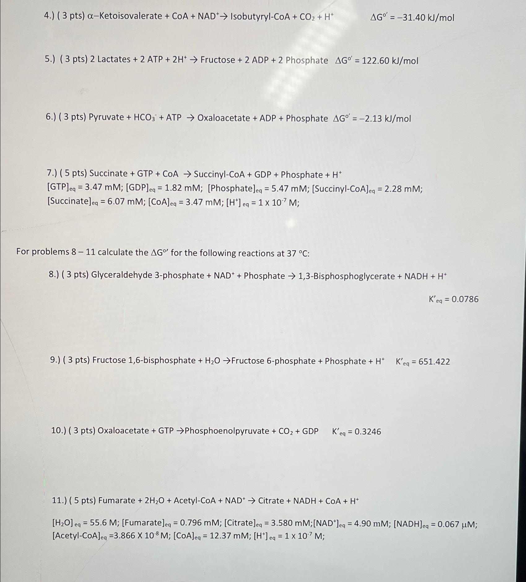 Solved 4.) ( 3 ﻿pts) α-Ketoisovalerate +CoA+NAD+→ | Chegg.com