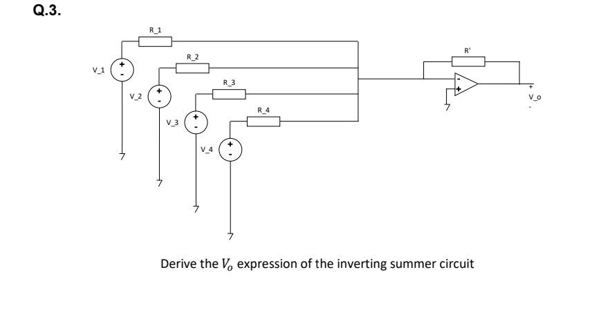 Solved Q.3. Derive the Vo expression of the inverting summer | Chegg.com