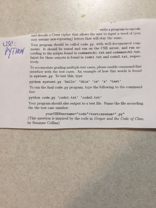 Solved Usb Python Write A Program To Encode And Decode A 4994