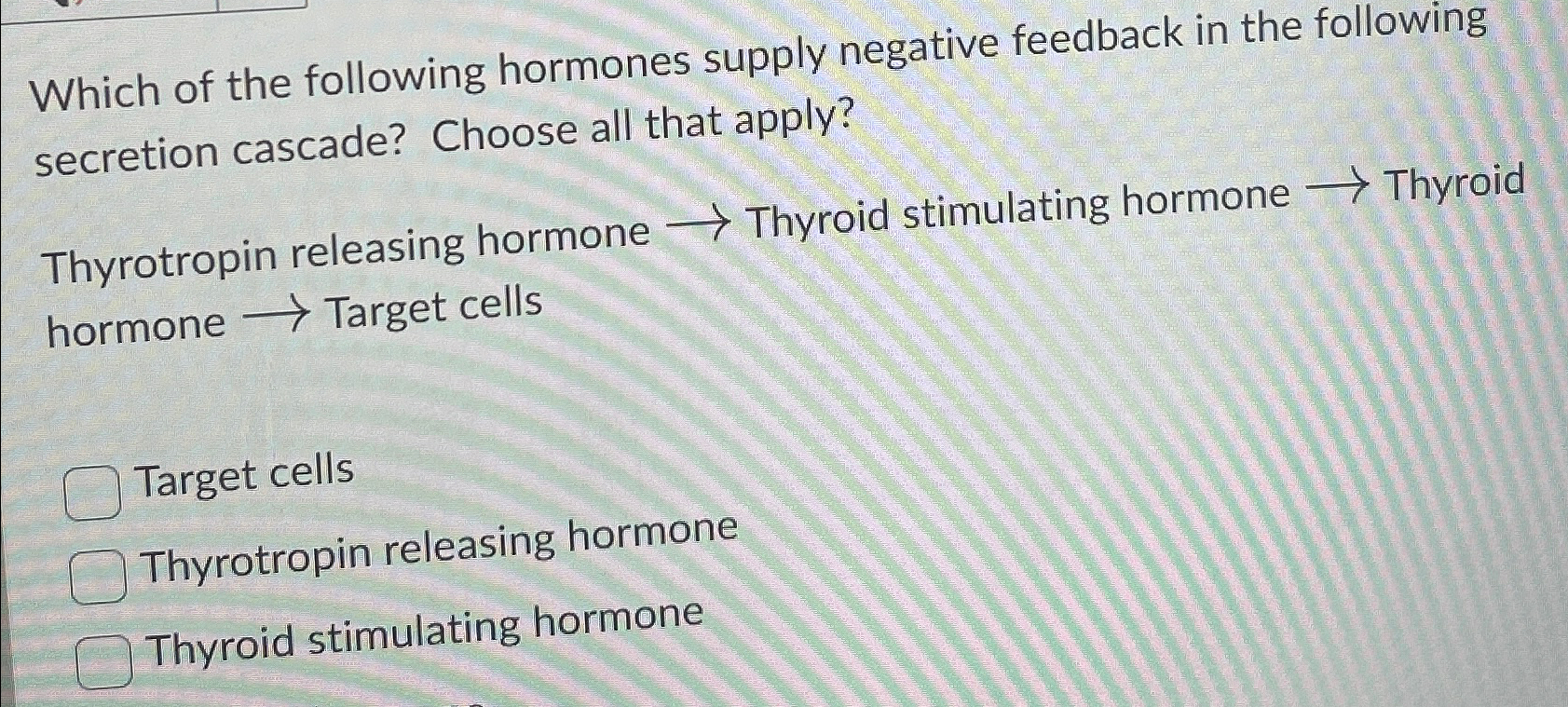 Solved Which of the following hormones supply negative | Chegg.com