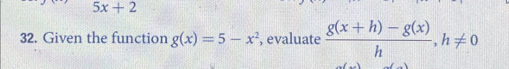 Solved Given The Function G X 5 X2 ﻿evaluate