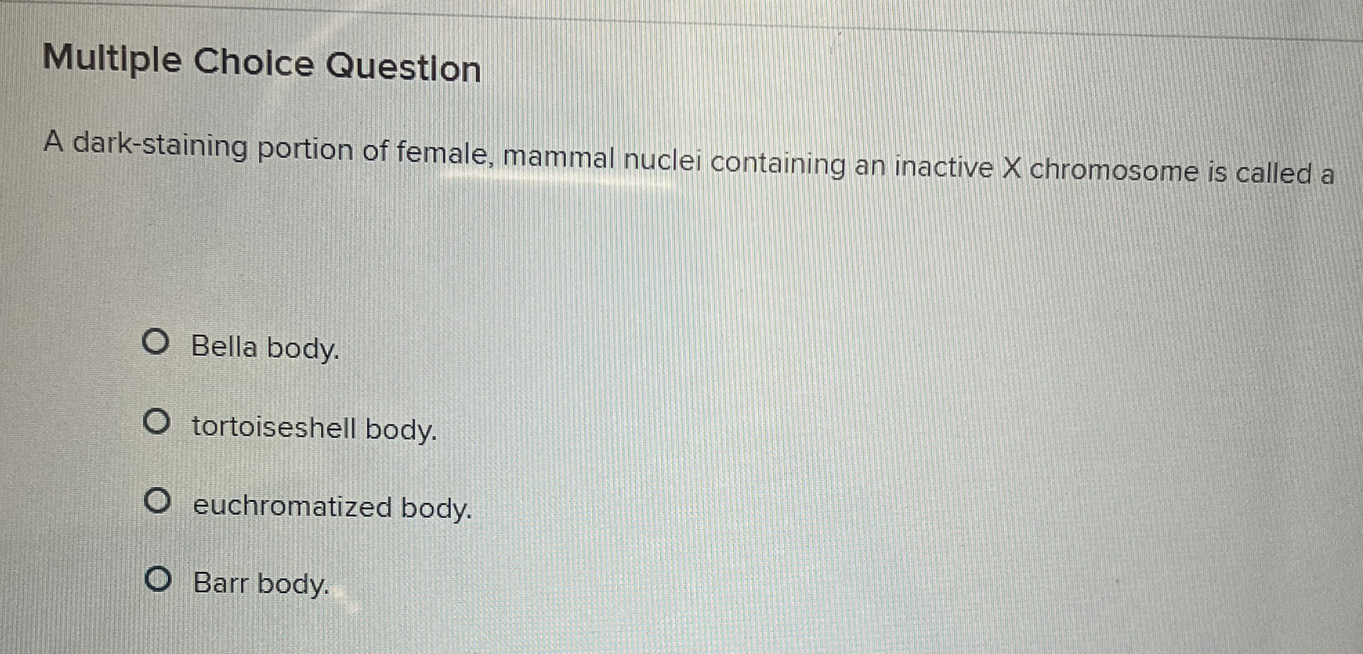 Solved Multiple Choice QuestlonA dark-staining portion of | Chegg.com