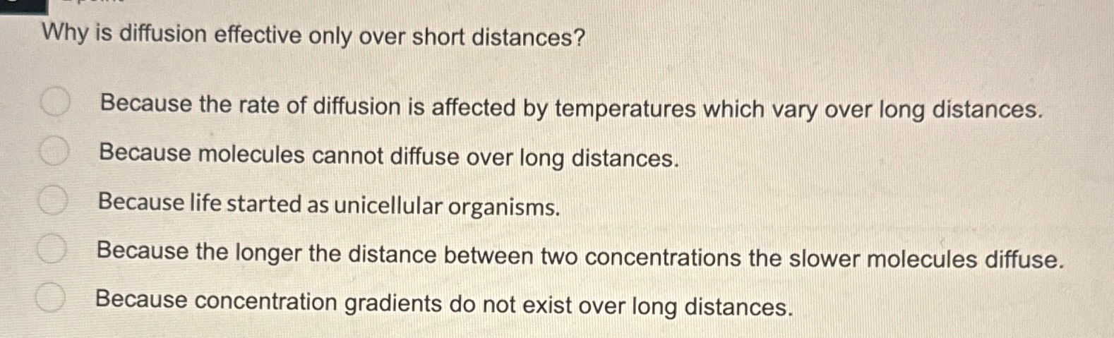 Solved Why is diffusion effective only over short | Chegg.com