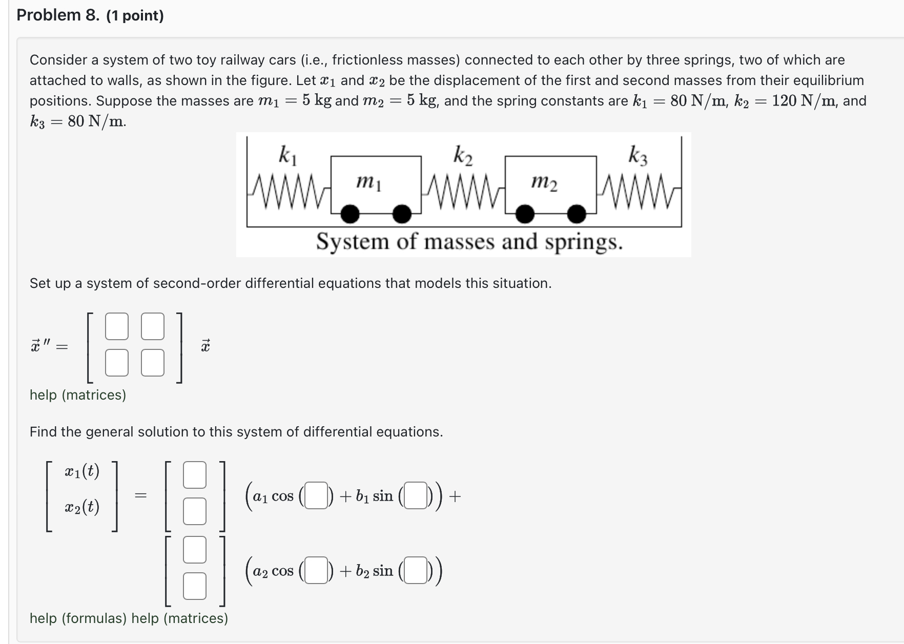 Solved Problem 8. (1 ﻿point)Consider a system of two toy | Chegg.com