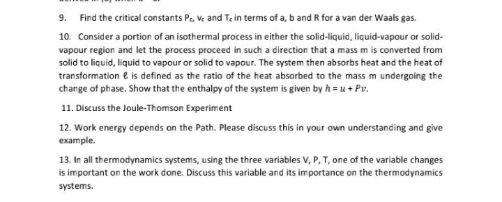 [Solved]: 9. Find the critical constants ( P_{c},