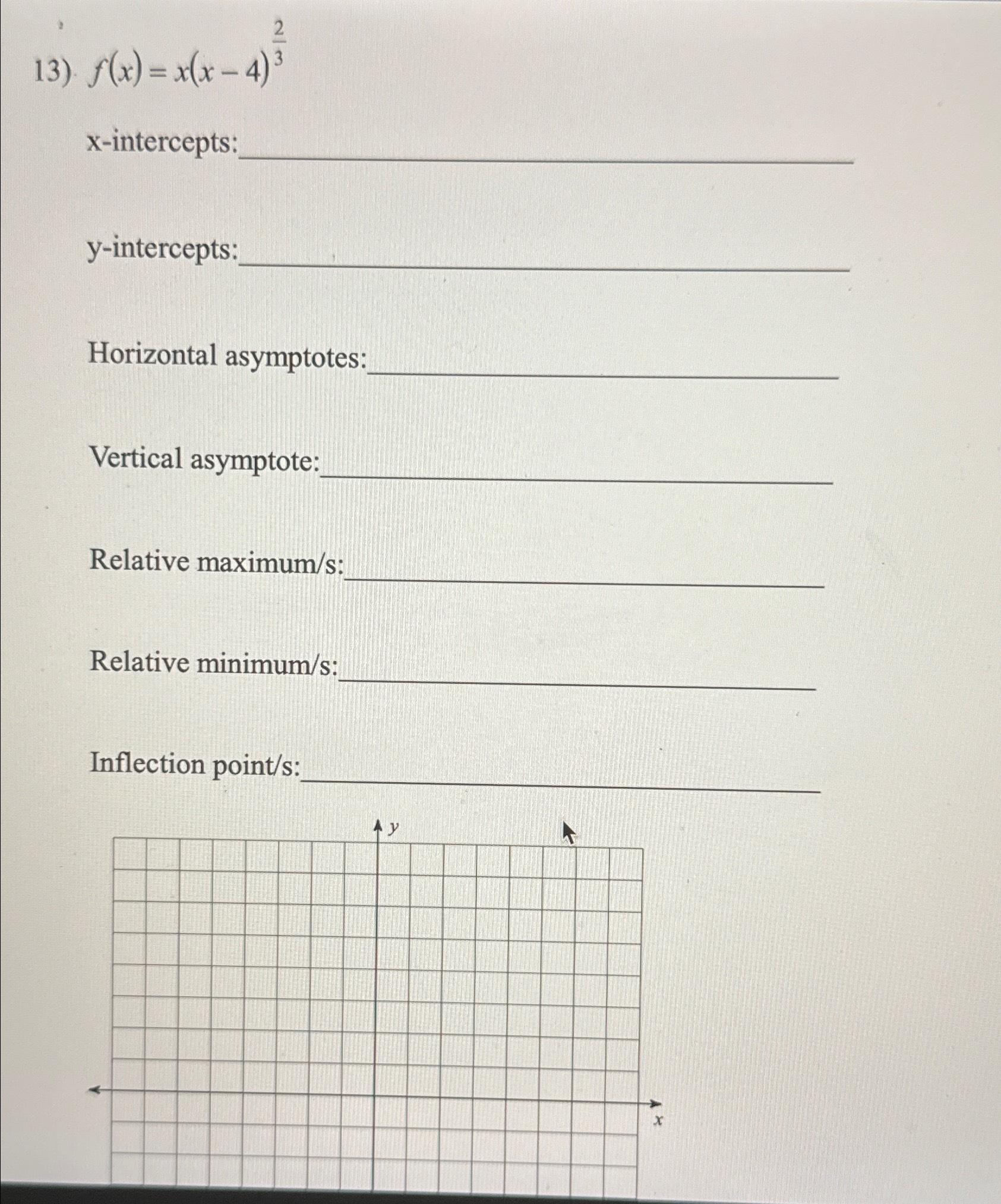 Solved f(x)=x(x-4)23X-intercepts:y-intercepts:Horizontal | Chegg.com