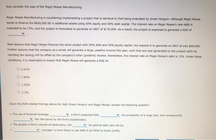 Solved 5. The effect of financial leverage on ROE Companies | Chegg.com