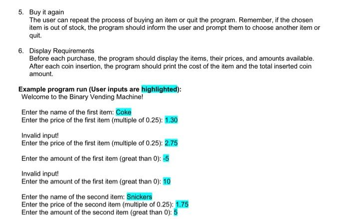 Solved 1. Item definition The program should start by asking | Chegg.com