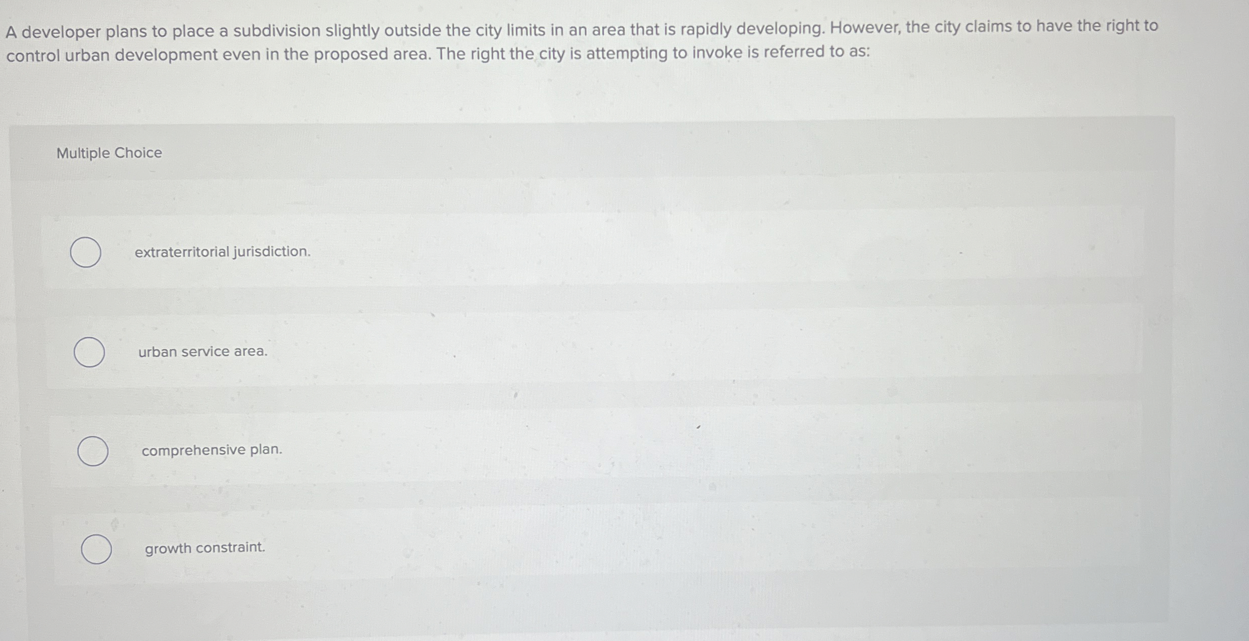 Solved A developer plans to place a subdivision slightly | Chegg.com