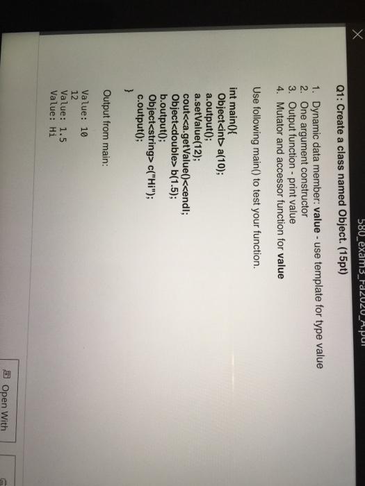 Solved X х 58U_exam3_Fd2020_4.pui Q1: Create a class named | Chegg.com