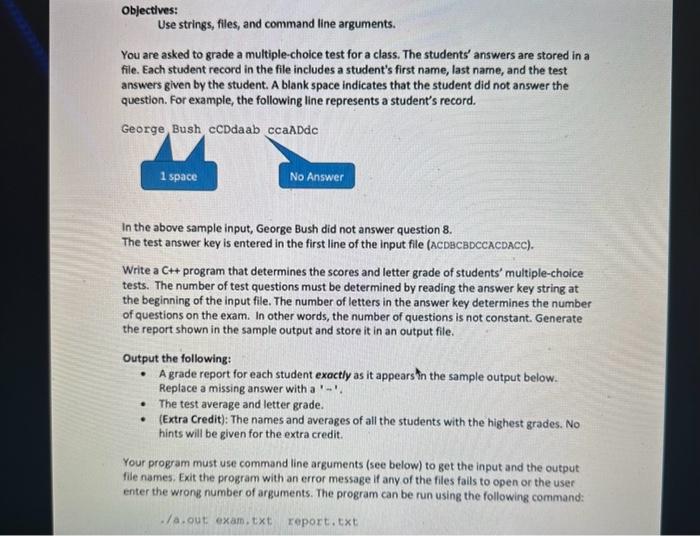 Solved Objectives: Use strings, files, and command line | Chegg.com