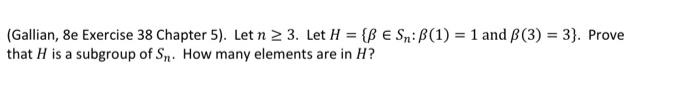 Solved (Gallian, 8e Exercise 38 Chapter 5). Let n≥3. Let | Chegg.com