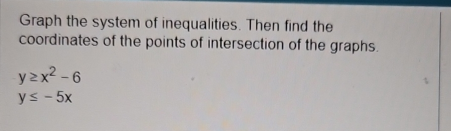 Solved Graph the system of inequalities. Then find the | Chegg.com