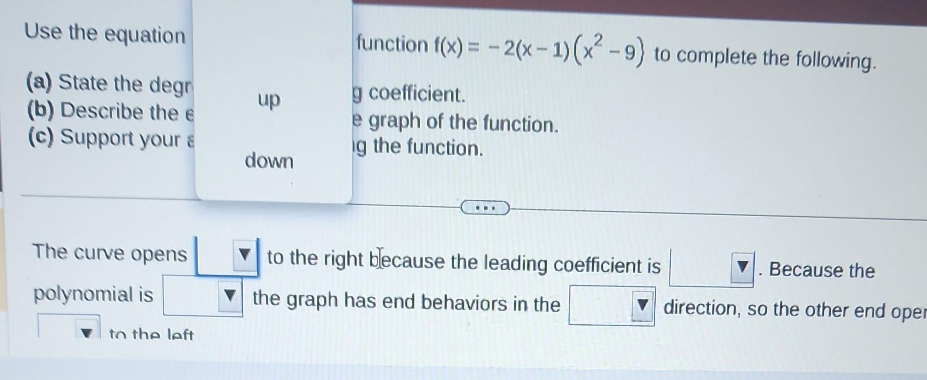 Solved Use the equation of the polynomial function | Chegg.com