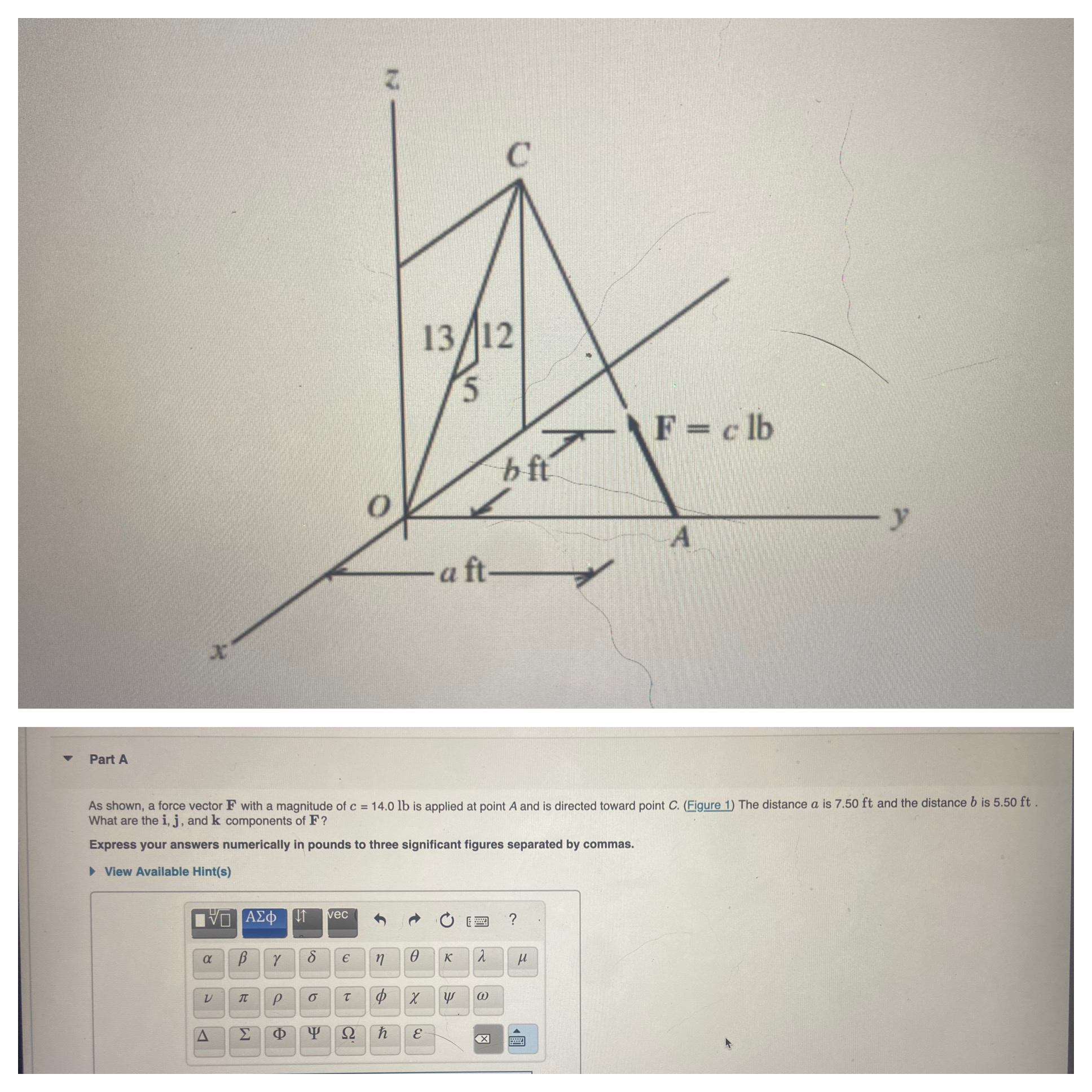 Solved Part AAs shown, a force vector F ﻿with a magnitude of | Chegg.com