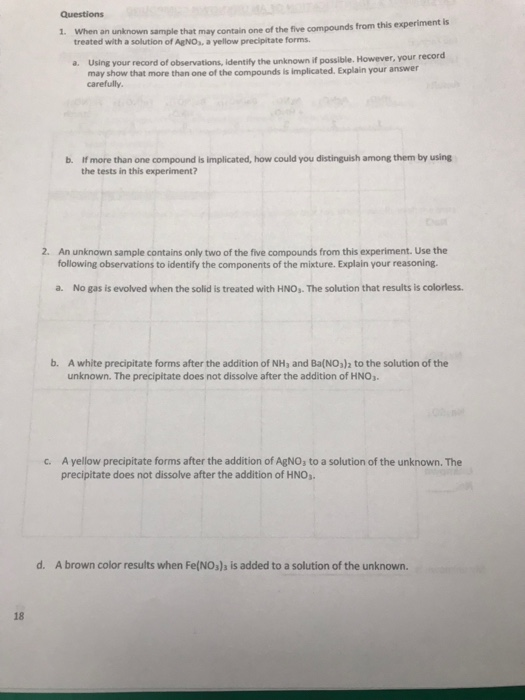 RIMENT 2 - IDENTIFICATION OF AN UNKNOWN COMPOUND | Chegg.com