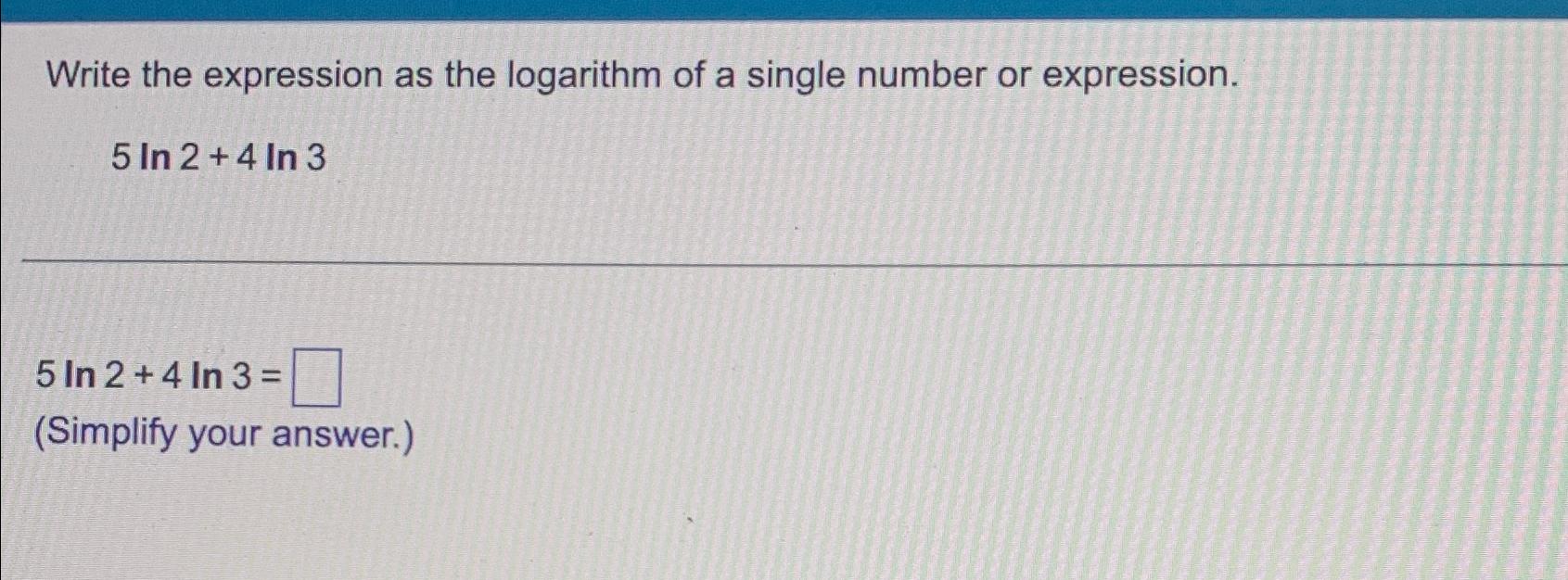 Solved Write the expression as the logarithm of a single | Chegg.com
