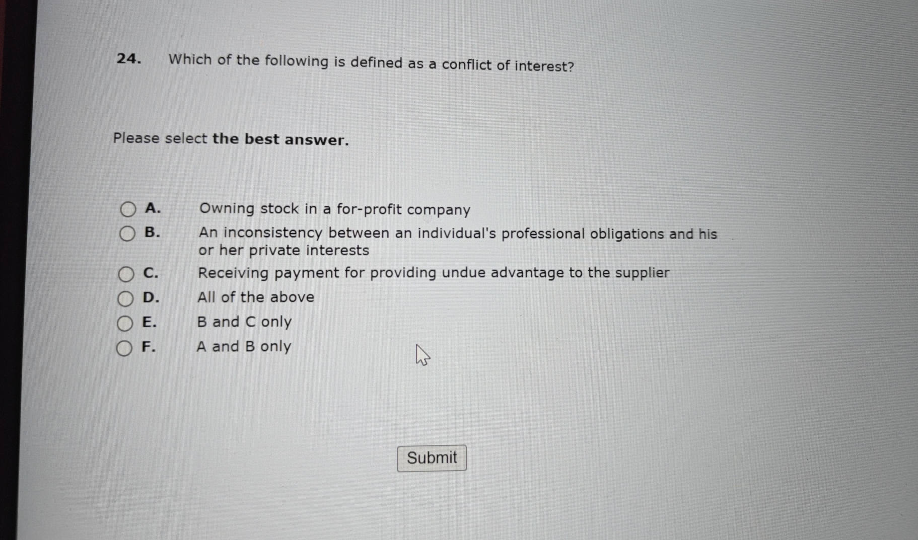 Solved Which of the following is defined as a conflict of | Chegg.com