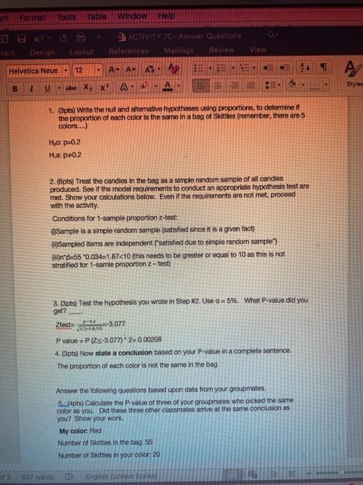 Solved Format Tools Table Window Help ACTIVITY 70 - Answer | Chegg.com