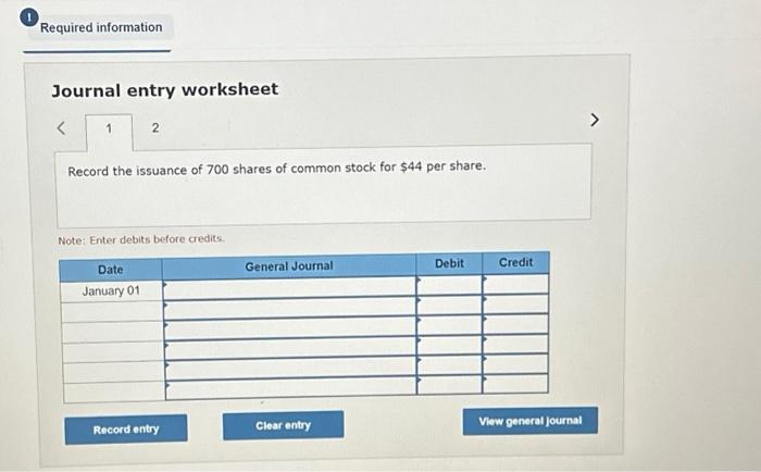 Solved Required information Exercise 10-3 (Algo) Record the | Chegg.com