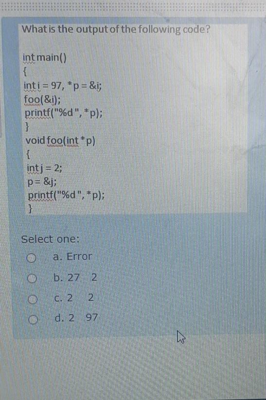 Solved What is the output of the following code? int main() | Chegg.com