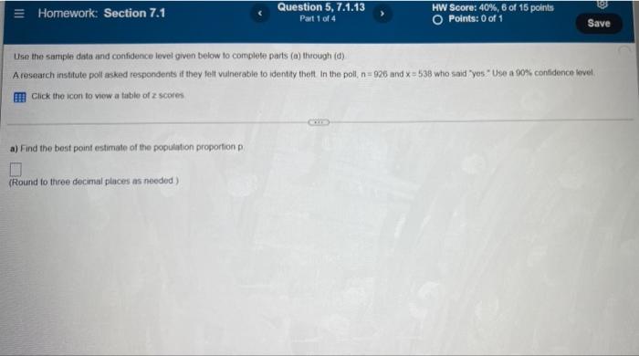 Solved E Homework Section 7 1 Question 5 7 1 13 Part 1 Of