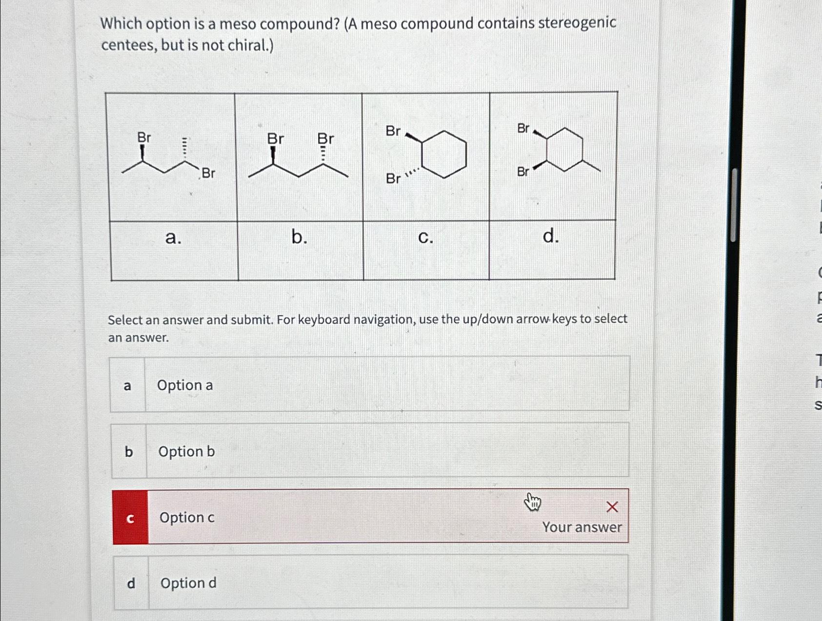 Solved Which option is a meso compound? (A meso compound | Chegg.com