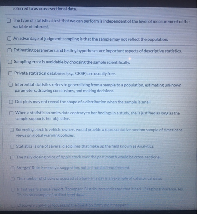 Solved Please identify the correct statements in the set | Chegg.com