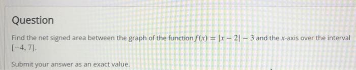 Solved Question Find the net signed area between the graph | Chegg.com