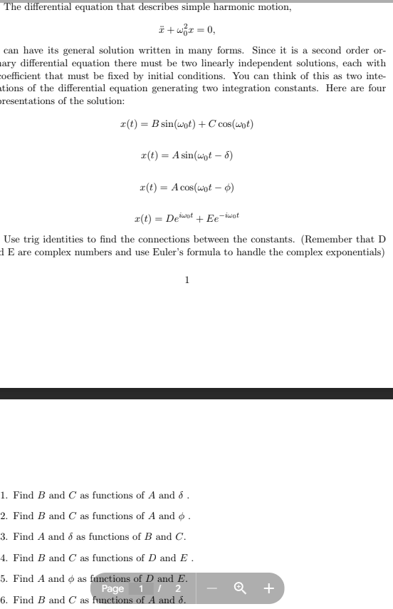 Solved The differential equation that describes simple | Chegg.com