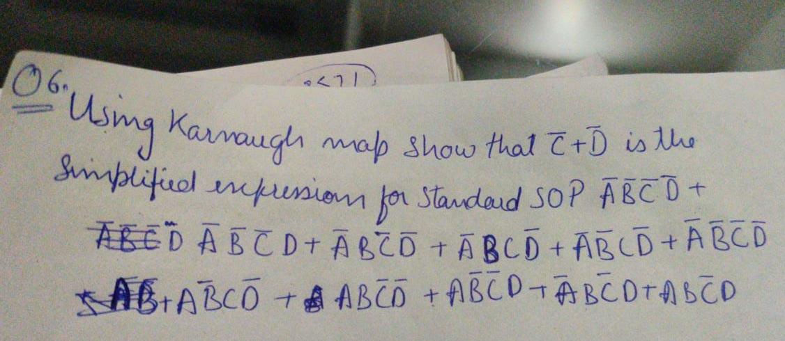 Solved Simplified expression for Standard SOP ABCD + show | Chegg.com